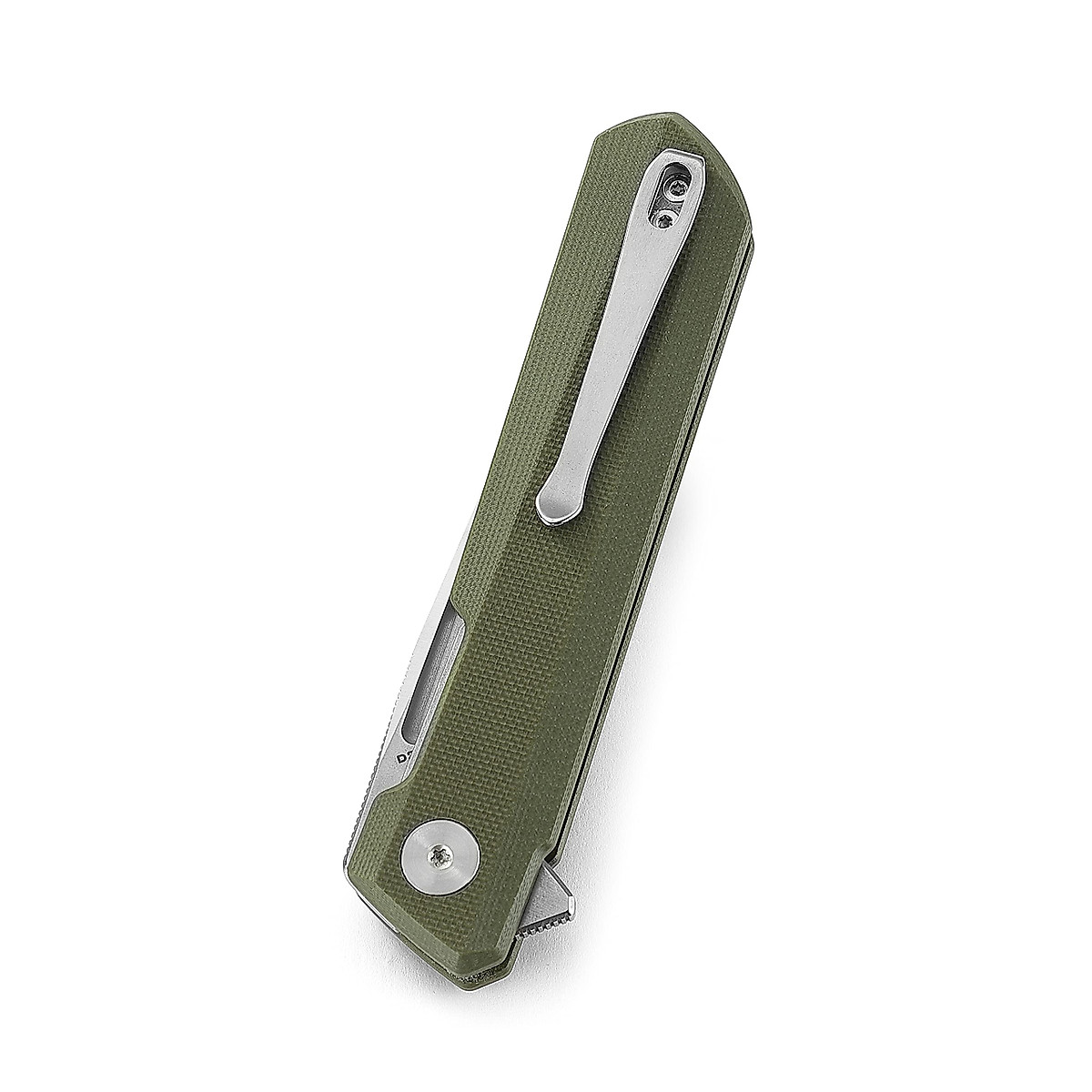 BESTECHMAN Dundee Pocket Folder Folding Knife: 3.35" D2 Steel Stonewash Satin Blade, G10 Scales, EDC Reversible Deep Clip, BMK01B (OD Green)