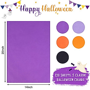 Shindel 120 Sheets Tissue Paper for Halloween, Halloween Wrapping Paper 20x14 Inch Gift Wrapping Paper for Halloween DIY Crafts Gift Box Wrapping 5 Colors