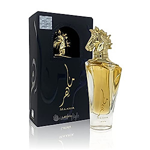 Lattafa Perfumes Maahir Eau de Parfum - EDP 100ML(3.4 oz) I Bold and Rich Oud Fragrance I Sandalwood, Musk and Vanilla Notes I Signature Arabian Perfumery I