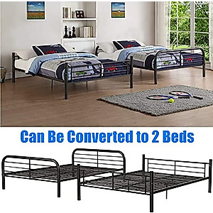 Aooppec Stronger & More Durable Full Over Full Metal Bunk Beds, Heavy Duty Steel Frame Bunk Bed Full Over Full with Ladder & Safety Rails for Kids Adults Teens, Can Be Converted to 2 Beds