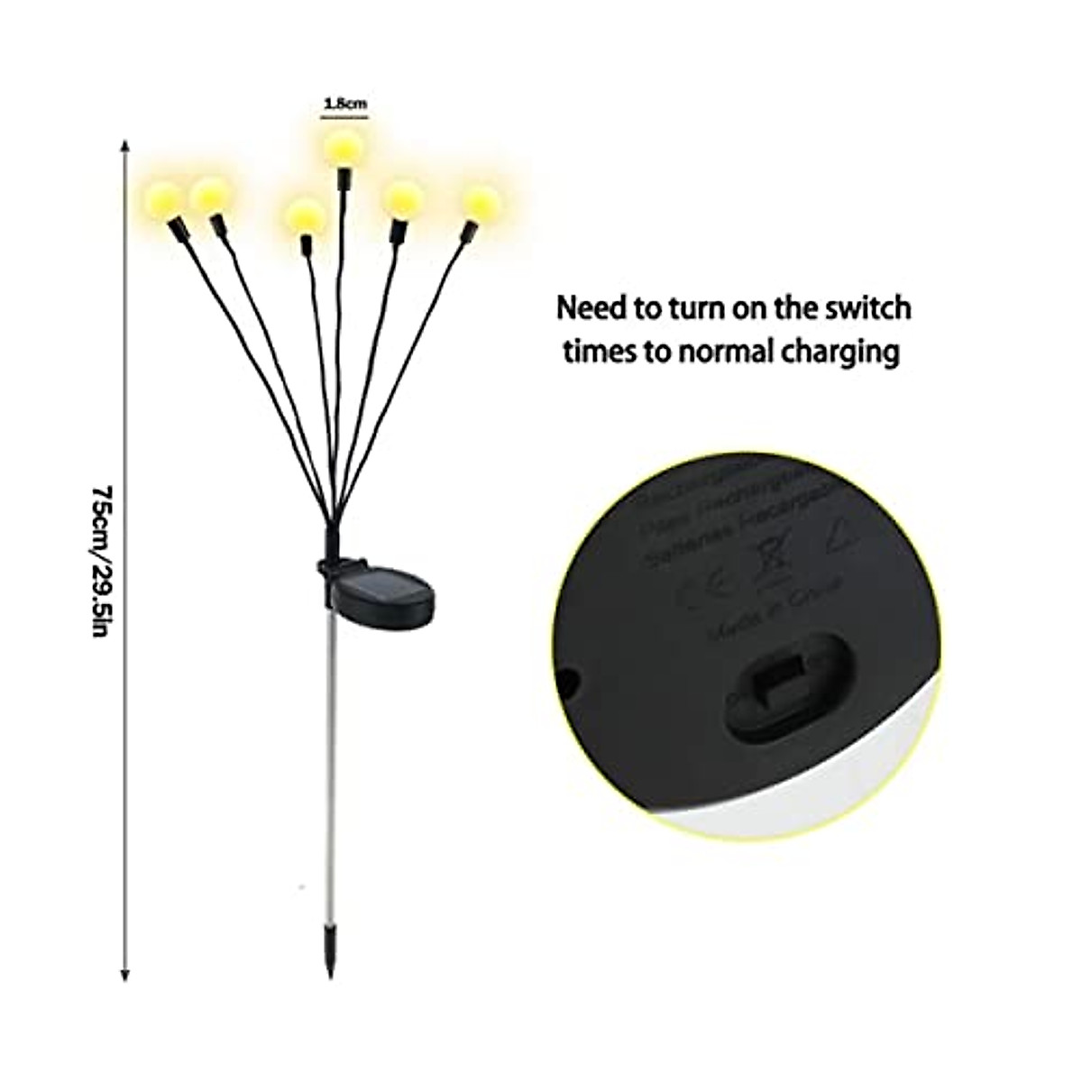 2PC 6LED Swaying Solar Powered Waterproof Lights, Garden Lights, Garden Decor, Lawn Decoration, Flower Lighting