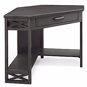 Leick Home Riley Holliday Computer Desk with Dropfront Keyboard Drawer, FURNITURE, Smoke Gray