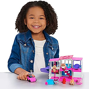 Barbie Pet Dreamhouse 2-Sided Playset, 10-pieces Include Pets and Accessories, Kids Toys for Ages 3 Up by Just Play