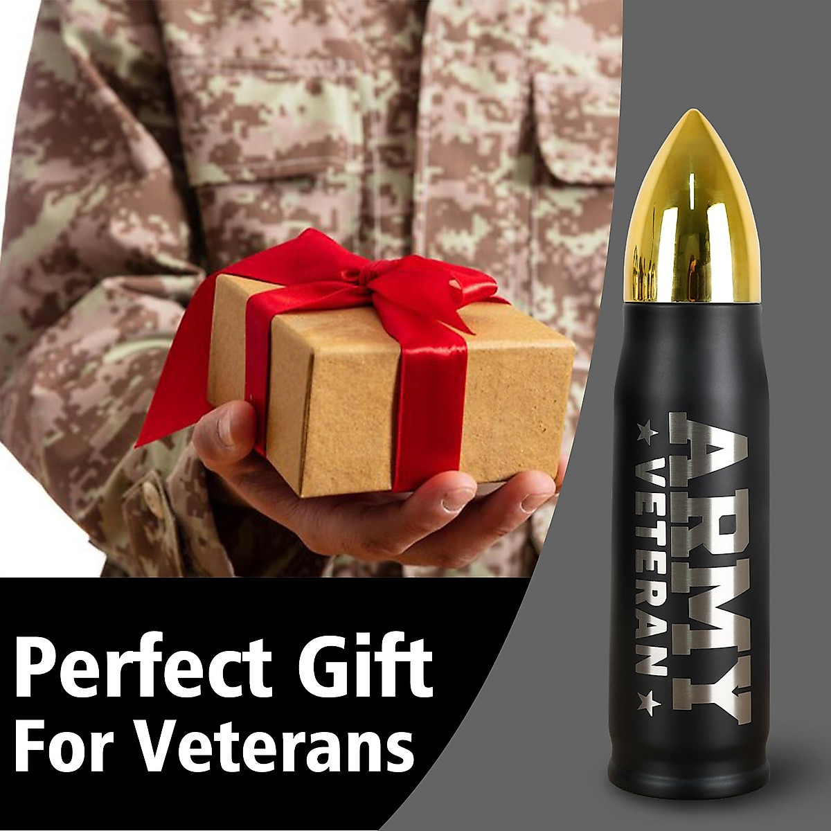 qchdln 17 OZ Veteran Bullet Tumbler with Lid - Ideal Gifts for Men Father's Day, Birthday, Veterans Day, Christmas - Perfect for Air Force, Navy, Army, Military & Veterans Cup