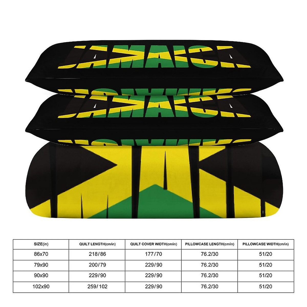 Jamaican Country Flag Soft Duvet Cover Set 3 Piece (1 Duvet Cover + 2 Pillow Case) Comforter Cover Bedding Set 86"x70"