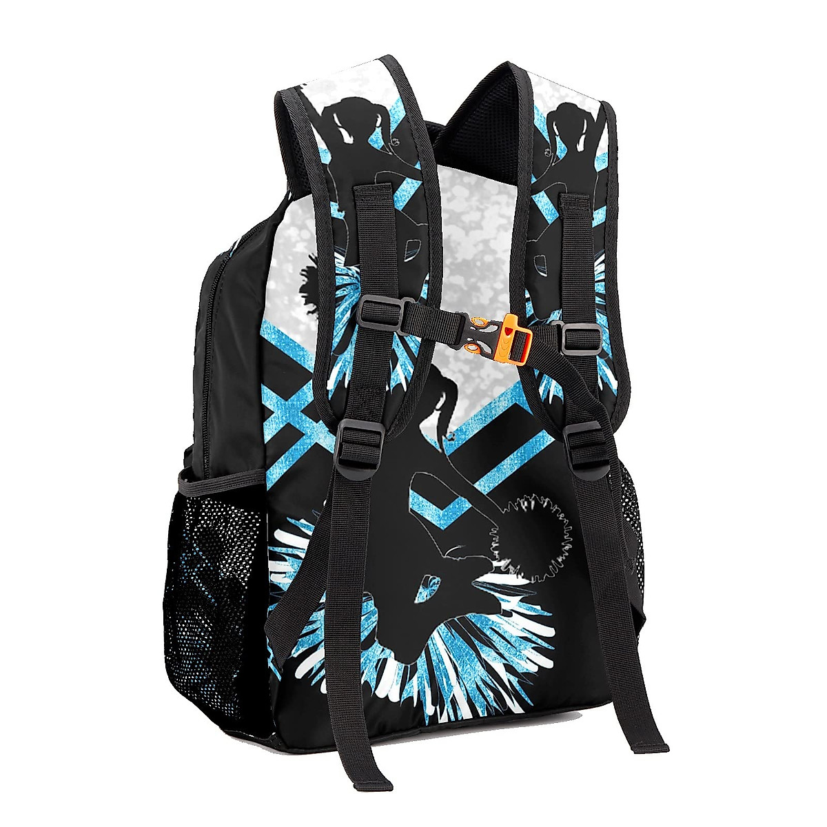 Deven Cheerleader Girl Black White Blue Personalized Kids Backpack for Boy/Girl Teen Primary School Daypack Travel Bag Bookbag