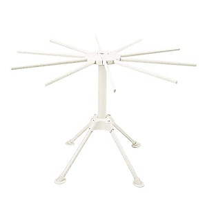 Cambom Foldable Pasta Drying Rack- Plastic Spaghetti Noodle Dryer with 10 Bar Handles (WHITE)
