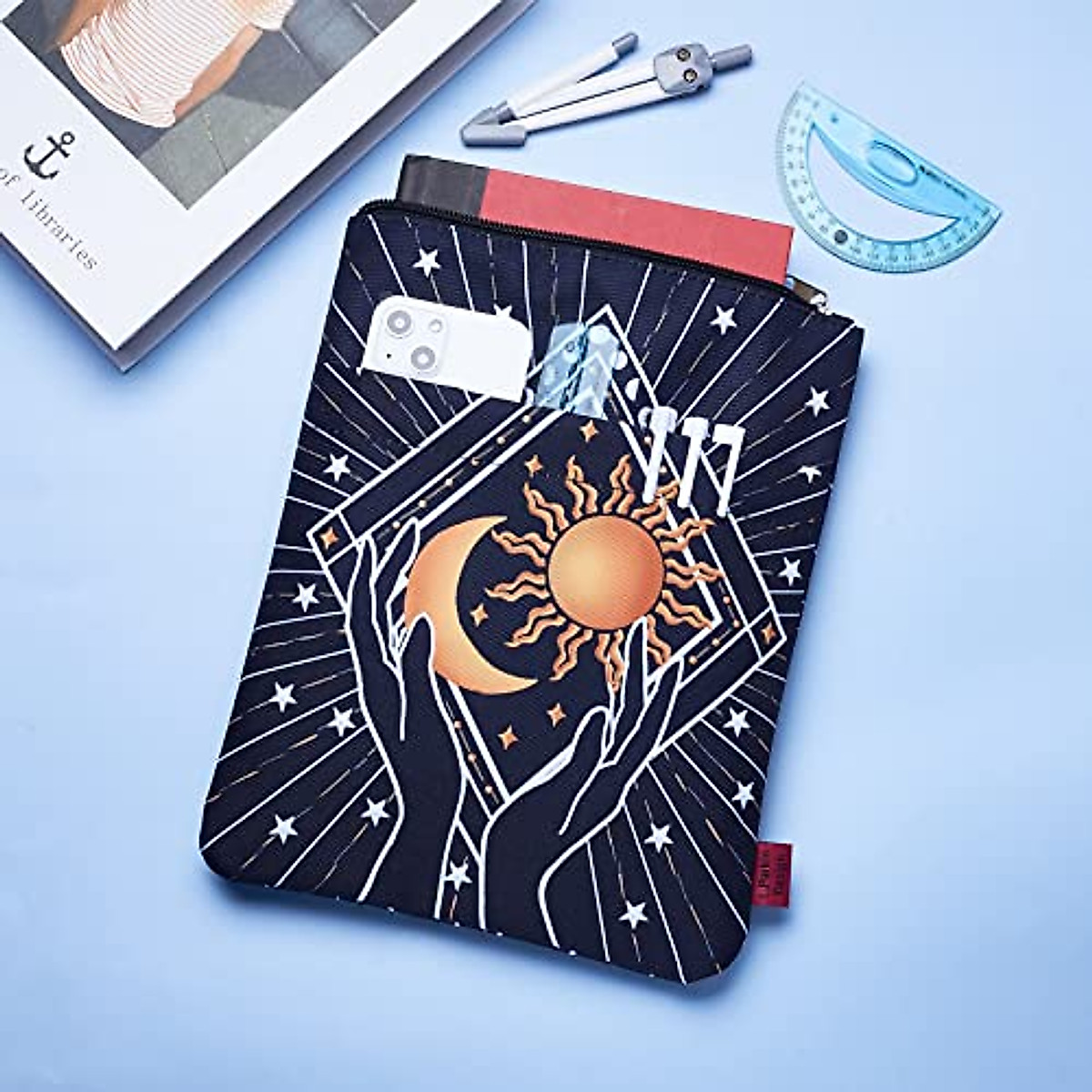 Astrology Book Sleeve with Zipper for Paperbacks, 11 X 8.5 Inch, Bookish Gift