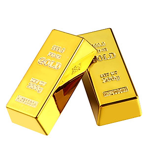 3pcs Replica Gold Bar Fake Golden Brick Bullion Plastic Golden Bar Decorative Prop Movie Stage Pirate Party Novelty Gifts