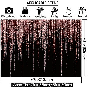 ASOONYUM 84"x60" Rose Gold Glitter Backdrop Golden Black Pink Birthday Party Background for Photography Women GIirl Sweet 16th 18th 40th Baby Shower Happy Birthday Banner Kids Portraits Photo Props