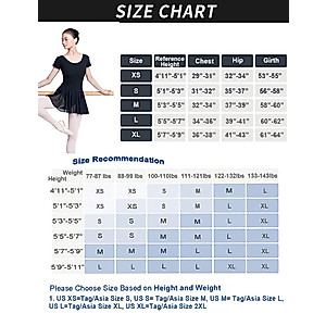 Daydance Black Women's Ballet Leotards Skirted Dance Costumes for Ballerina