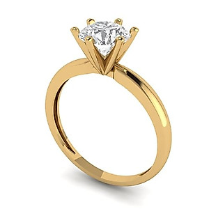 Clara Pucci 1 Ct Brilliant Round Cut Clear Simulated Diamond 14K Yellow Gold Solitaire Engagement Bridal Anniversary Ring Size 3.5