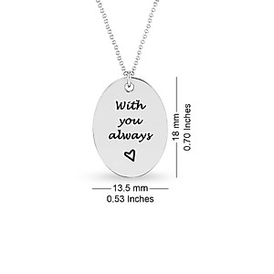 LeCalla Personalized Memorial Thumbprint Necklace Engraved Oval Pendant Custom Message with Fingerprint For Women and Teen Girls
