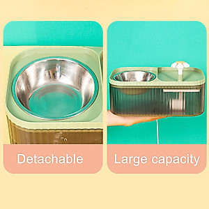 2 in 1 Cat Water Fountain and Food Bowl,Cat Fountain Water Bowl,Pet Water Bowl Fountain,Automatic Pet Water Dispenser,Cat Food and Water Bowl Set,Cat Feeding and Watering Supplies(Blue)