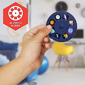 Discovery #MINDBLOWN 2-in-1 Reversible Planetarium Space Projector, 24 Images, 360-Degree Rotation, Moving Stars and Stationary Modes, Displays Planets Nebula Stars Constellations, Kids Astronomy Toy