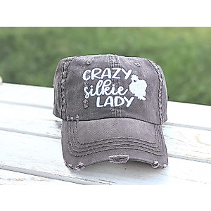 Women's Crazy Silkie Chicken Lady Hat, Baseball or High Ponytail Cap, Handmade Embroidered Silkie Chicken Farm Owner Gift for Her Wife Girlfriend Mom Friend Sister, Funny Pun