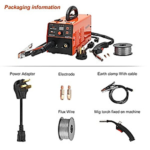 Mig Welder, Gasless Flux Core Wire Automatic Feed MIG135F Mig Welding Machine ,Dual Voltage 110V/220V IGBT Inverter Mig Welders