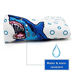 Shark Golf Blade Putter Club Head Cover Headcover Magnetic for Golf Clubs fits Blade Style Putters - Synthetic Leather Putter Cover for Scotty Cameron Select Newport series Putters