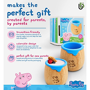 Peppa Pig Toddler Cup for Kids – 150ml Bamboo Cup for Baby with Silicone Liner | Transition Sippy Cup | Snack Cup | Ideal for Baby-Led Weaning | Promotes Drinking and Oral Motor Skills