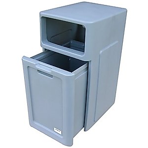 Forte Products 8001742 Enclosed Top Waste Can with Pull-Out Drawer, 20" L x 26" W x 40" H, Grey