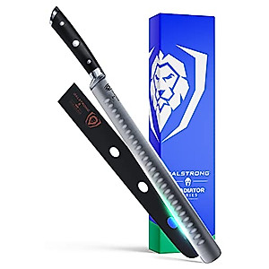 Dalstrong Slicing Knife - 12 inch - Gladiator Series Elite - Granton Edge - Forged High-Carbon German Steel Kitchen Knife - G10 Handle - Razor Sharp Carving Knife - w/Sheath - Slicer - NSF Certified