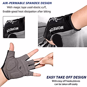 MOREOK Mens Cycling Gloves,Half Finger Biking Glove MTB DH Road Bicycle Gloves Gel Pad Shock-Absorbing Anti-Slip Breathable Motorcycle Mountain Bike Gloves Black-S