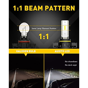 AUXITO 5202 LED Fog Light Bulbs, 6500K Cool White 6000 Lumen Plug And Play, 300% Brighter, 5201 PS19W 12085 PS24W Daytime Running Lights Replacement (Pack of 2)