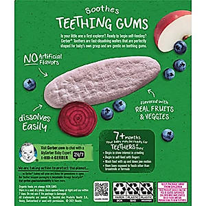 Gerber Snacks for Baby Teethers, Organic Gentle Teething Wafers, Blueberry Apple Beet, 1.7 Ounce, 12 Count Box