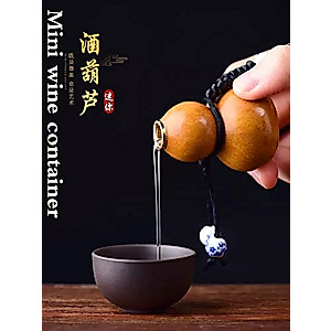 Feng Shui Good Luck Wu Lou,Mini Natural Gourd Ornament,Can Be Used As Bag Ornaments and Car Interiors,to Relieve Anxiety and Stress (Pine Stone Pendant)
