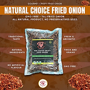 TAJ Crispy Fried Onion 100% Natural | Great for Seasoning Garnishing on Sushi, Green Bean Casseroles, etc. (Non-Coated, 908g (2lbs))