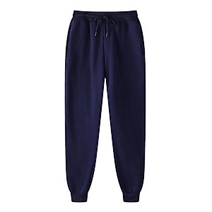 Lastesso Women's Baggy Sweatpants Casual Size Elastic Waistband Cinch Bottom Joggers Pants Active Long Trousers with Pockets Navy 2X