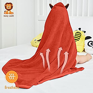 Sunny zzzZZ Baby Hooded Bath Towel and Washcloth Sets, Baby Essentials for Newborn Boy Girl, Baby Shower Towel Gifts for Infant and Toddler - 2 Towel and 8 Washcloths - Owl and Rhino