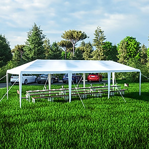 KELRIA 10'x30' Outdoor Canopy Tent, Outdoor Party Tent Wedding Birthday Tents with 5 Removable Sidewalls, Gazebo w/Transparent Windows Outside Gazebo Event Tent for Garden Patio and Backyard, White