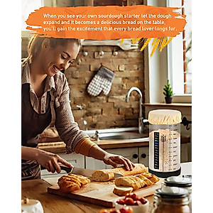 Dangyuxia Sourdough Starter Jar Kit 39 oz Sourdough Starter Jar Sourdough Starter Kit with Thermometer, Sourdough Jar Silicone Spatula, Cloth Cover & Bamboo Lid, for Sourdough Bread Baking Supplie