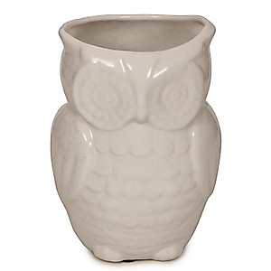 ABHANDICRAFTS Utensil Holder for Kitchen Counter 7.5" Inch Multi-Purpose Ceramic Organizer for Kitchen Decor, Paint Brush, Flower Vase, Cooking Tool Utensils Caddy for Countertop White