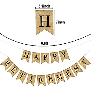 CROWNOS Happy Retirement Banner Burlap Women Men Retirement Banner for Retirement Party Decorations