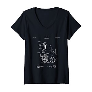 Womens Carburetor Patent - Ford V-Neck T-Shirt