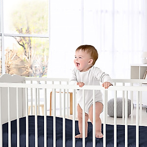 Sweet Jojo Designs Solid Navy Blue Baby or Toddler Fitted Crib Sheet for Baseball Patch Sports Collection