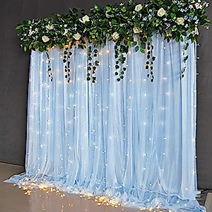 Wedding Tulle Backdrop Curtains 5ftx7ft Baby Blue Stage Backdrop Fabric Dessert Table Background Photography Decorations