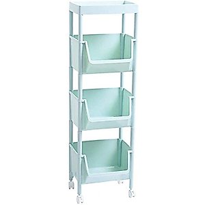 Fruit And Vegetable Rack With Pulley Kitchen Shelf Multi-Layer Basket Toy Snack Storage Rack Fruit And Vegetable Storage Shelf Strong And Sturdy,Brown,3 Layers (Color : Green, Size : 4 Layers)