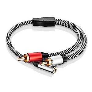 MORELECS RCA to 3.5mm Female 3.5mm Female to 2RCA Male Stereo Audio Cable 3.5mm 1/8" TRS Stereo to Dual RCA Jack Adapter Cable for Smartphones, MP3, Tablets, Home Theater 12 Inch