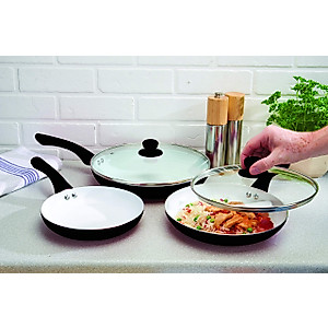 Nonstick Frying Pans Set 3 Piece (Black) Frying Pan with Lid Non Stick Pan/Skillet Bio Supreme From Jean-Patrique