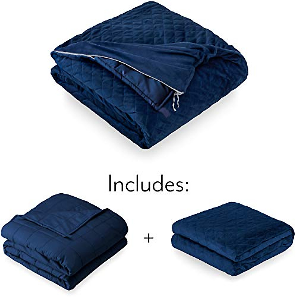 Bare Home 17lb (60" x 80") Weighted Blanket with Cover for Adults - All-Natural 100% Cotton - Improved Heavy Blanket with Premium Glass Beads (Dark Blue, 60"x80")