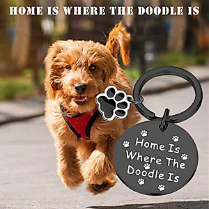 PLITI Golden Poodle Gifts Dog Mom Gifts Dog Dad Gifts Dog Lover Gifts Pet Parent Gift for Couple Dog Owner Gifts Labor Doodle Gifts Home Is Where The Doodle Is Keychain (Home Is Doodle bl)