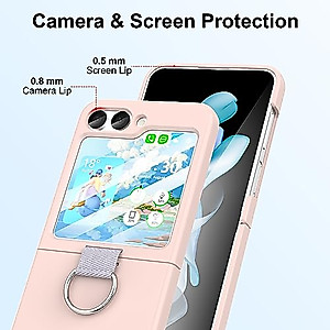 DAKORIE for Samsung Galaxy Z Flip 5 Case with Ring Shockproof Silicone Protective Cover Flip Z 5 Phone Case for Galaxy Z Flip 5 5G 2023 - Pink
