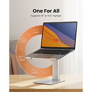 ErGear Adjustable Laptop Stand for Desk, Aluminum Ergonomic Laptop Stand Adjustable Height, Laptop Riser Computer Stand Holder Compatible with Air, Pro, Dell, Lenovo More 10"-15.6" Laptops, Silver