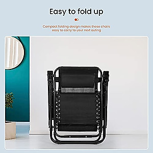 FDW Zero Gravity Chair,Zero Gravity Lounge Chair,1/2 Pack Folding Lawn Chair Adjustable Reclining Patio Chairs with Pillow and Side Table for Pool Yard with Cup Holder (1, Black)
