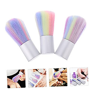 Hemoton 3pcs Colorful Dust Brush Para Uñas Acrilicas Makeup Powder Brush Duster for Cleaning Nail Art Remover Hand Fingernail Brush Cleaner Nail Powder Cleaner Brushes Colorful Grip