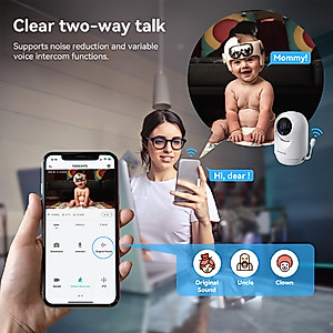 BondFree Baby Monitor with Camera and Audio, 2K Smart Baby Monitor with App,Temperature& Humidity,2-Way Talk,Night Vision,14 Lullabies,Cry & Motion Detection,4X Zoom-2.4Ghz WiFi Baby Monitor