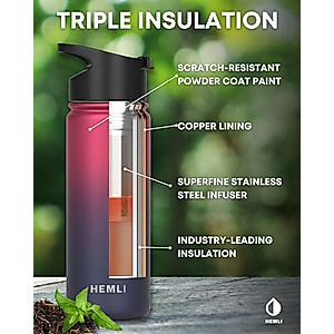 18 oz Insulated Tea Mug with Infuser and Lid - Tea Tumbler, Travel Mug, Portable Flask